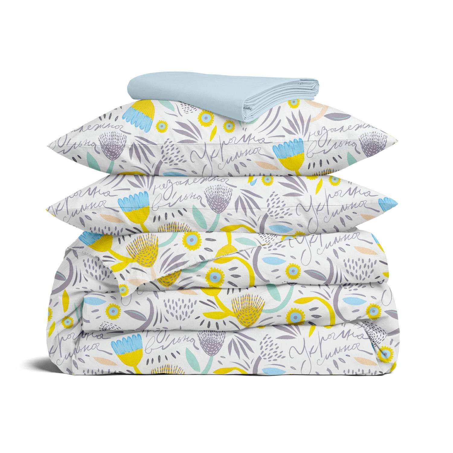 Євро постіль з простирадлом на резинці UKRAINE CS1 COSAS (4822052267981 ...