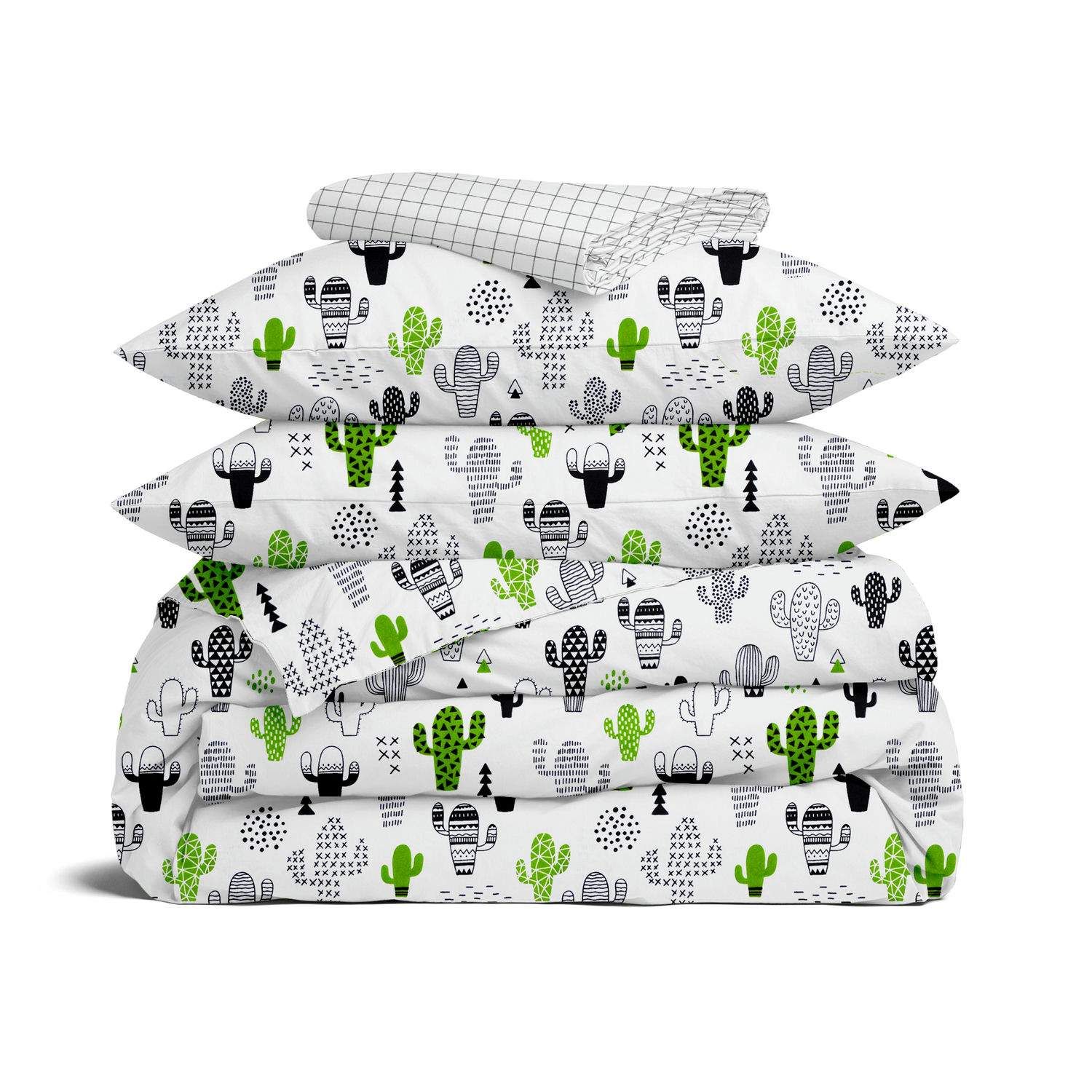 Двоспальна постіль з простирадлом на резинці CACTUS CS19 COSAS ...