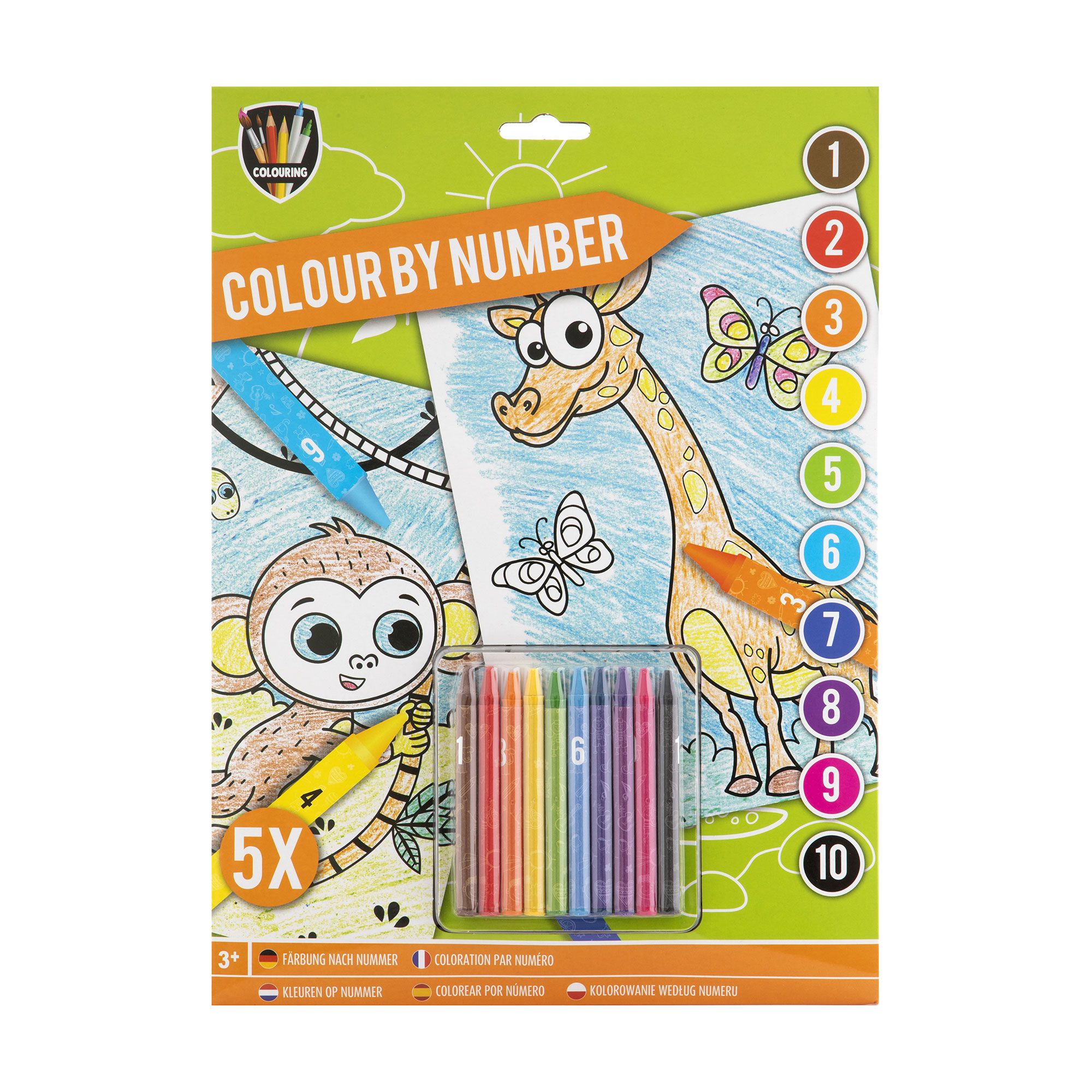 Набір для розфарбовування за номерами Grafix Zoo (альбом, 1 шт + олівці ...