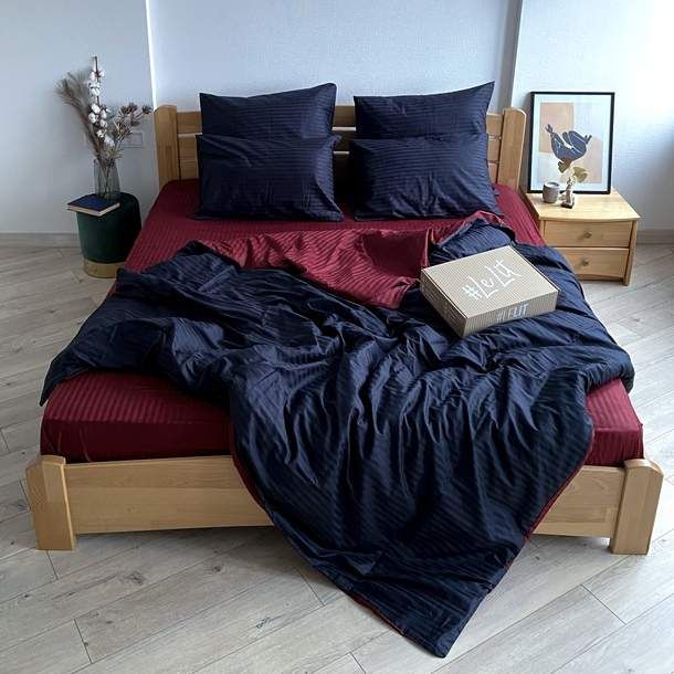 Постільна білизна LeLit Сатин Чорний з Бордо Євро SS-3003 (903915 ...