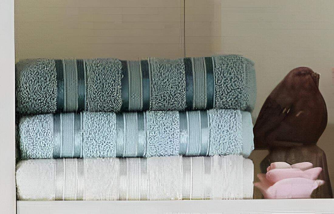 Набір рушників Gursan Cotton Stripe Micro Deluxe Green 50x90 (3 шт ...