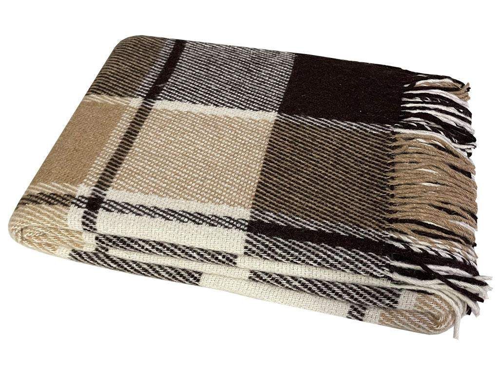 Плед вовняний Vladi Ельф №5 Jack біло-бежево-коричневий 200x220 євро ...