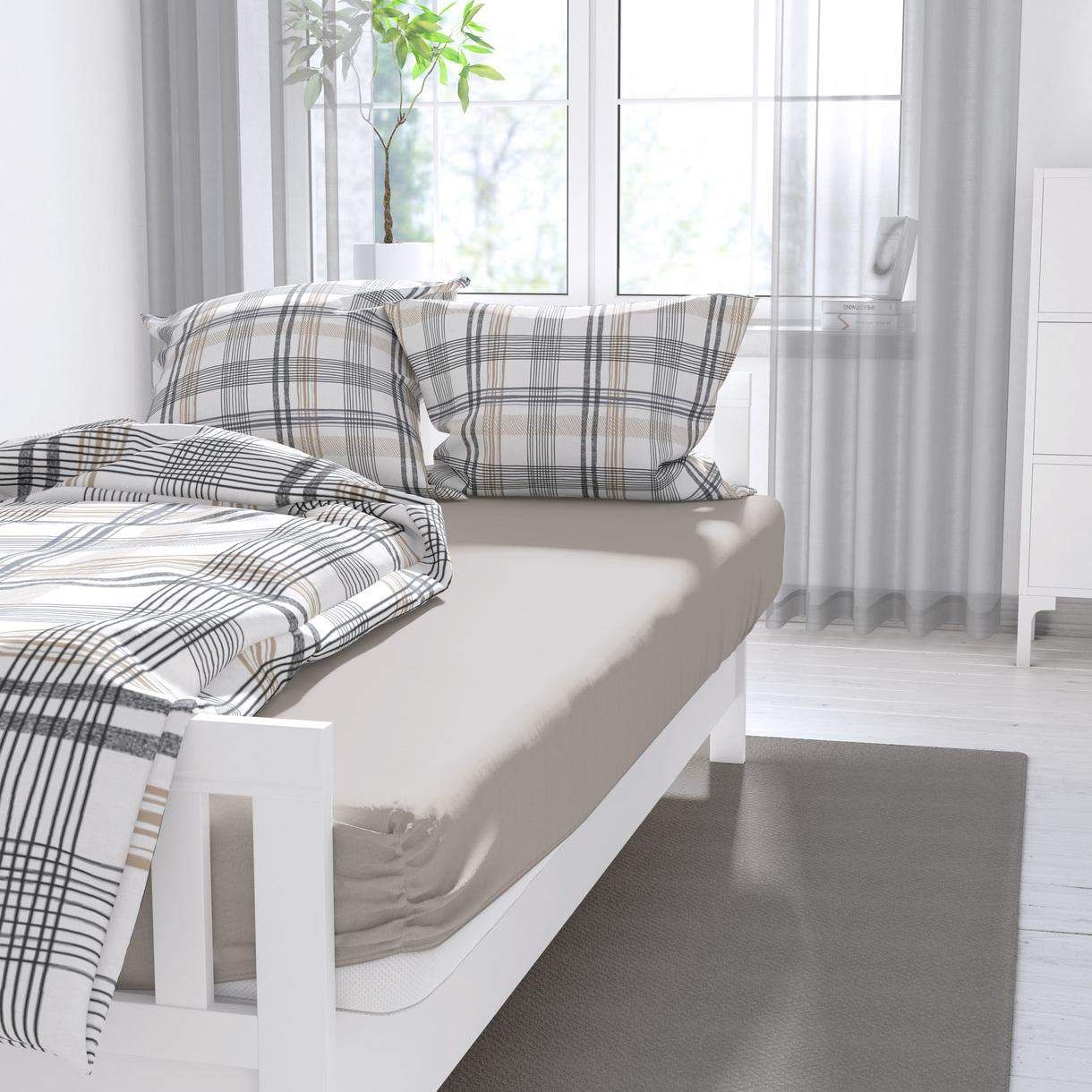 Простирадло на резинці LeLit Мікрофібра Бежевий 160/200/25 P-0140 ...