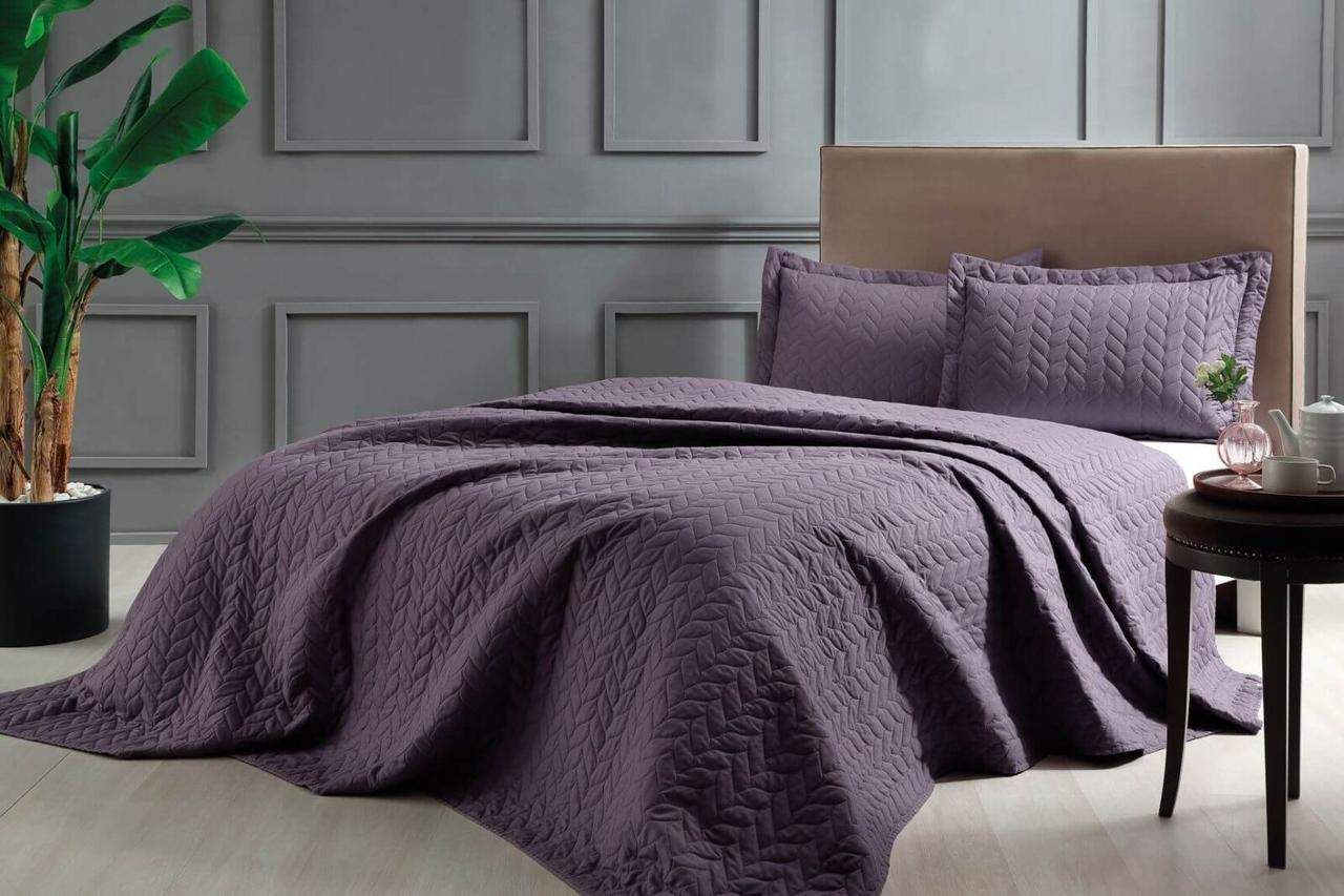 Стьобане покривало TAC Glory Murdum 250×260см + дві наволочки 50×70см ...