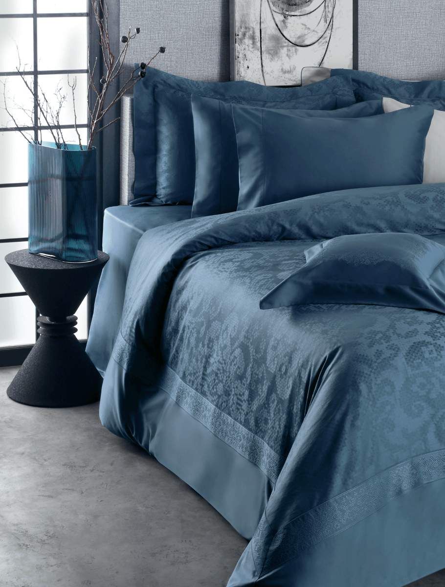 Двоспальний King Size комплект Valeron Valencia Blue Жаккард (928567 ...