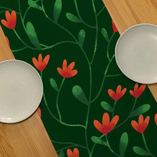 Дорожка на стол раннер Цветы на зеленом фоне 150x40 см Dr 22u006 931803 — купить на Eva Ua