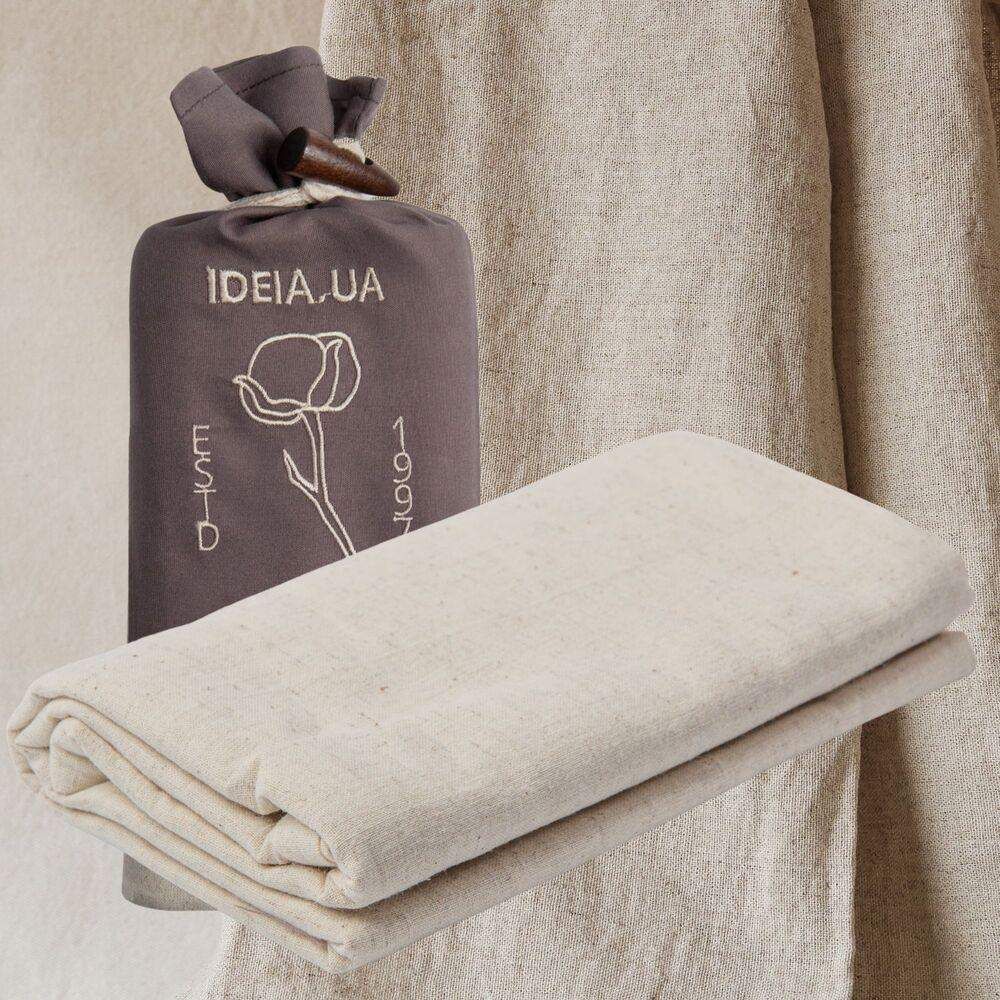 Простирадло 240х260 см льон натуральна тканина TM IDEIA в упаковці беж ...