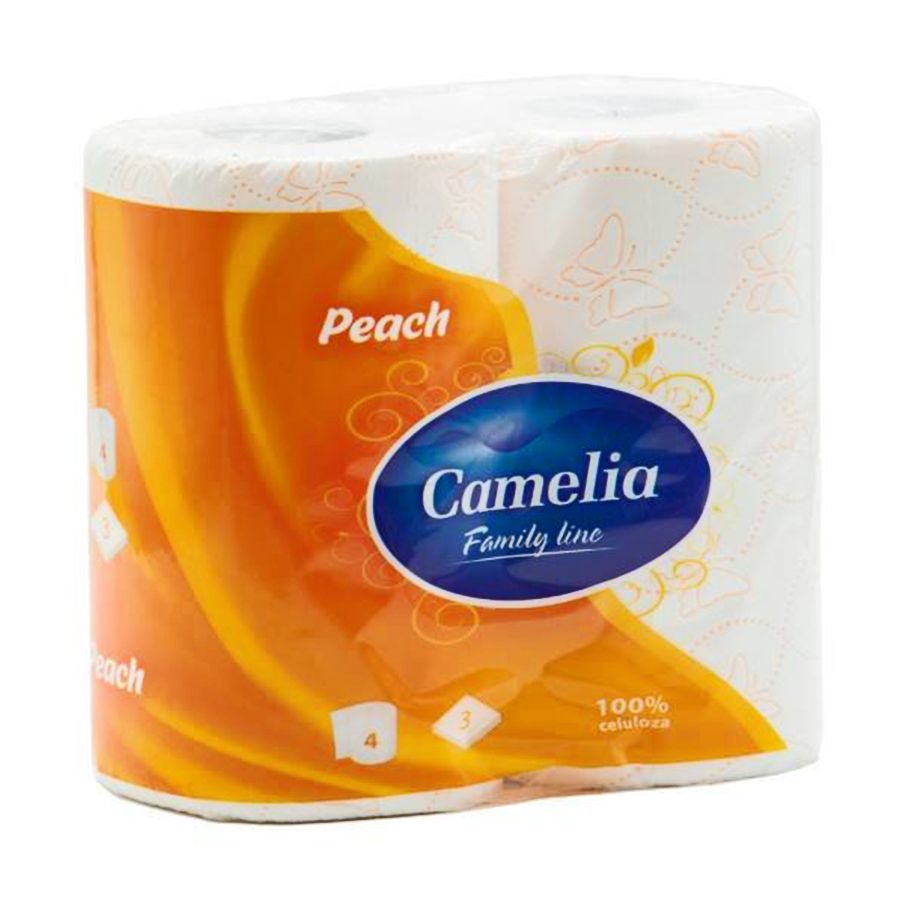 Туалетная бумага Camelia Peach Персик, белая, 3-слойная, 125 отрывов, 4 рулона - купить на EVA ...