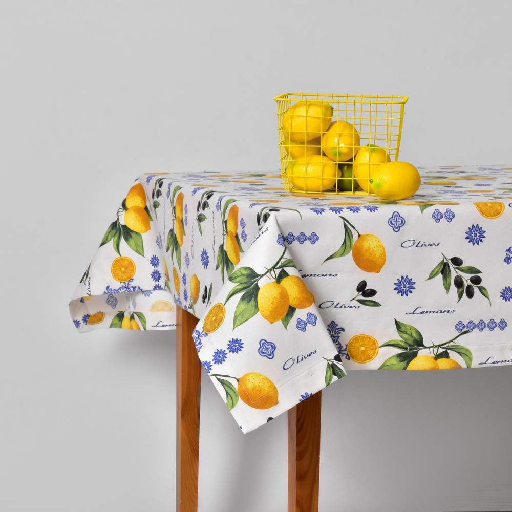 Скатерть с водоотталкивающей пропиткой IDEIA 140х170 см хлопок лимоны и ...