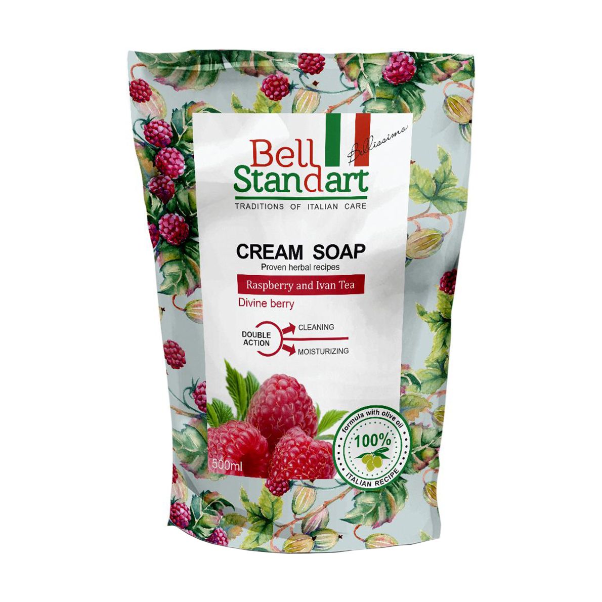 Жидкое крем-мыло Bell Standart Cream Soap Малина и иван-чай, 500 мл ...