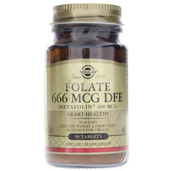 Фолиевая кислота Solgar Folate 666 mcg DFE (As Metafolin 400 mcg) 50 ...