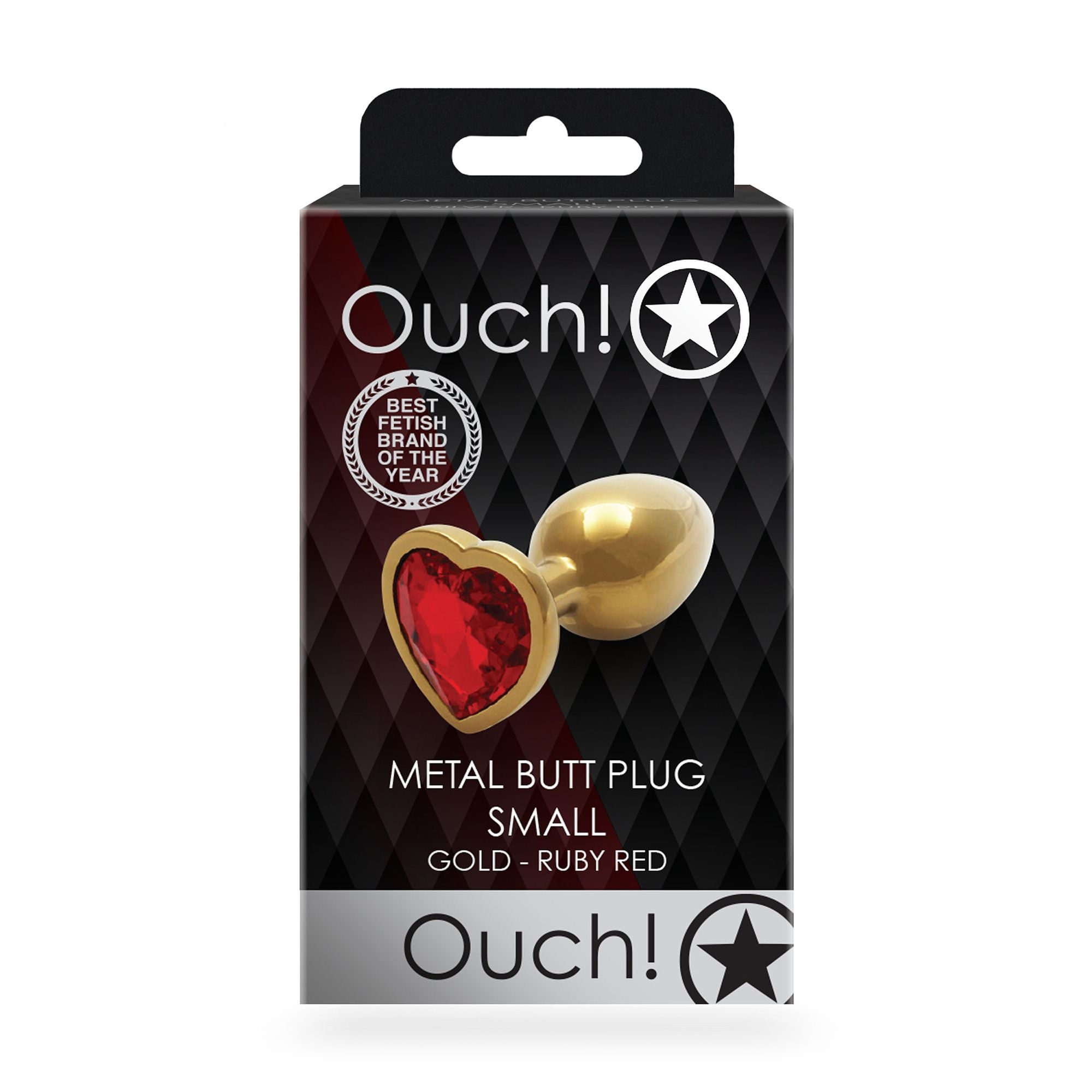 Металлическая анальная пробка Ouch! Heart Gem, размер S, золотисто ...