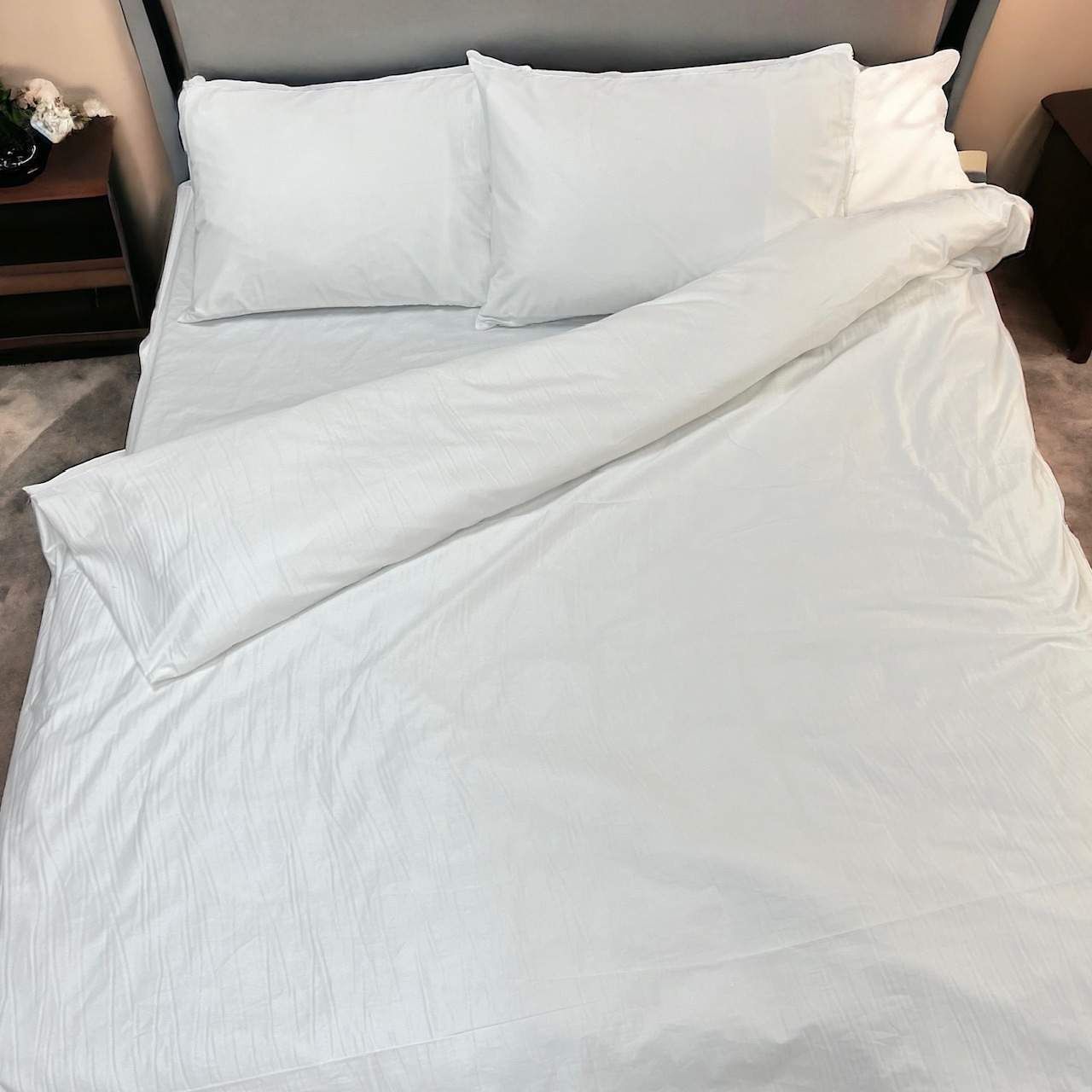 Комплект постільної білизни Швейка Сатин Premium+ Білий однотонний Євро ...