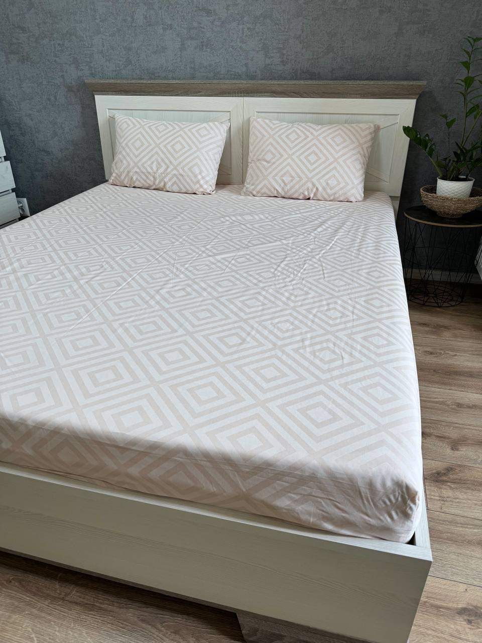 Євро простирадло з наволочками на ліжко 200х180 (П4К-post-rezinka-005/2 ...