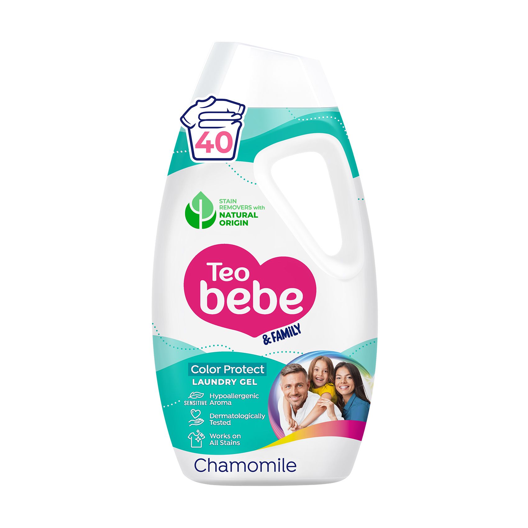 Гель для прання Teo Bebe & Family Chamomile, 40 циклів прання, 1.8 л ...