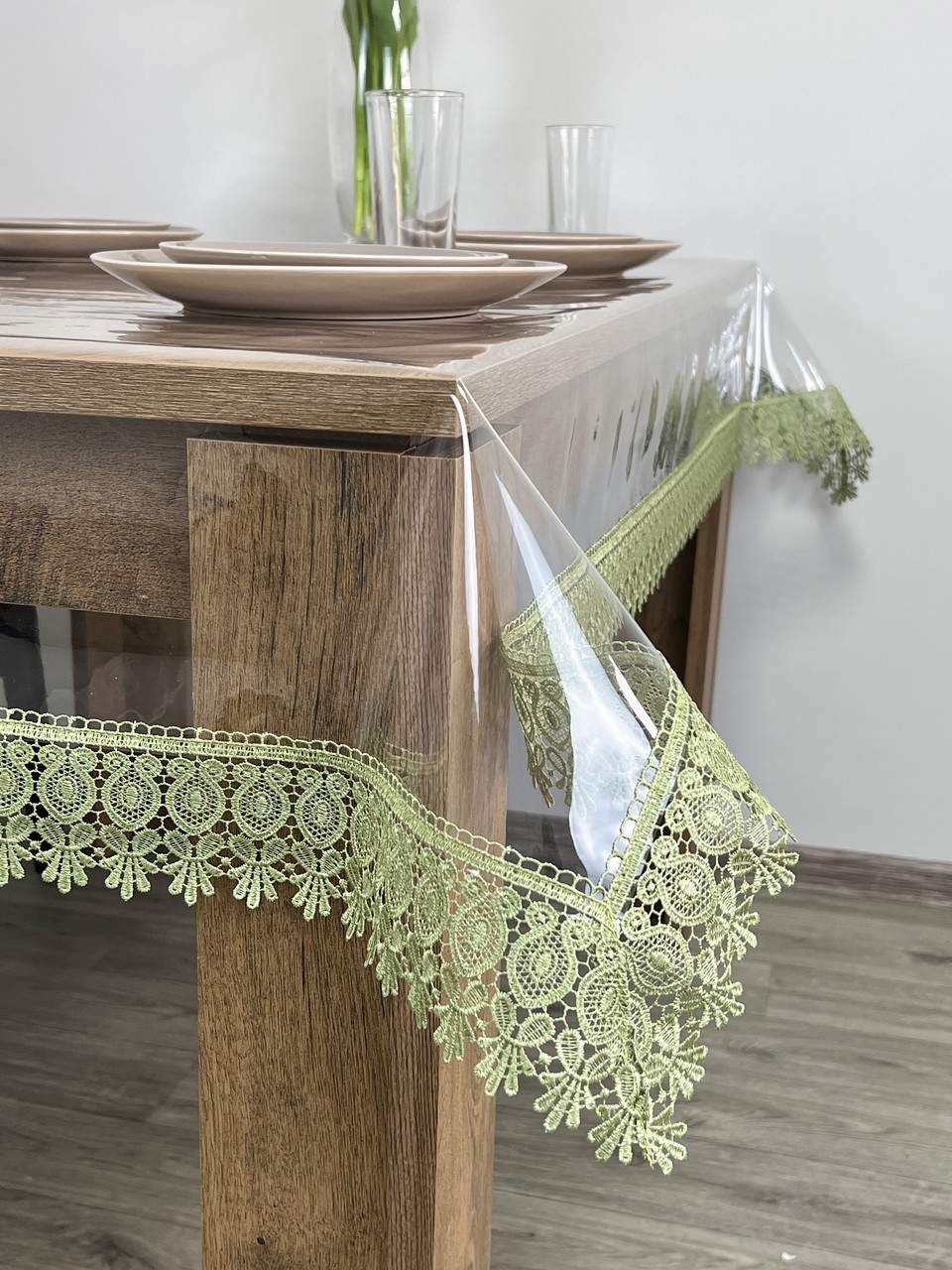 Силіконова скатертина з Оливковим мереживом Арфа (7см) 270х180 см (114 ...