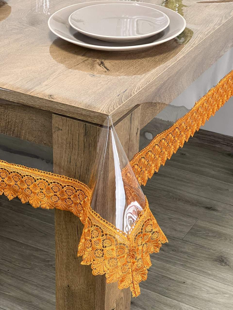 Силіконова скатертина з Рудим мереживом (7см) 350х200 см (113-231 ...