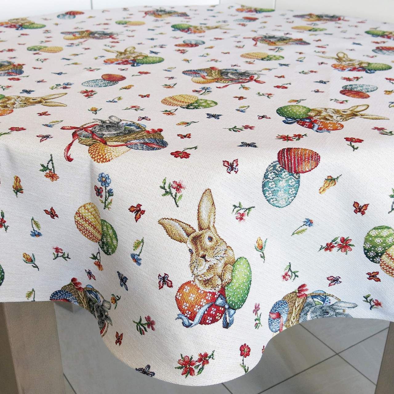 Скатерть Maystat Веселые Кролики гобеленовая 120х160 см бежевая (0021-O120-160) (970578 ...