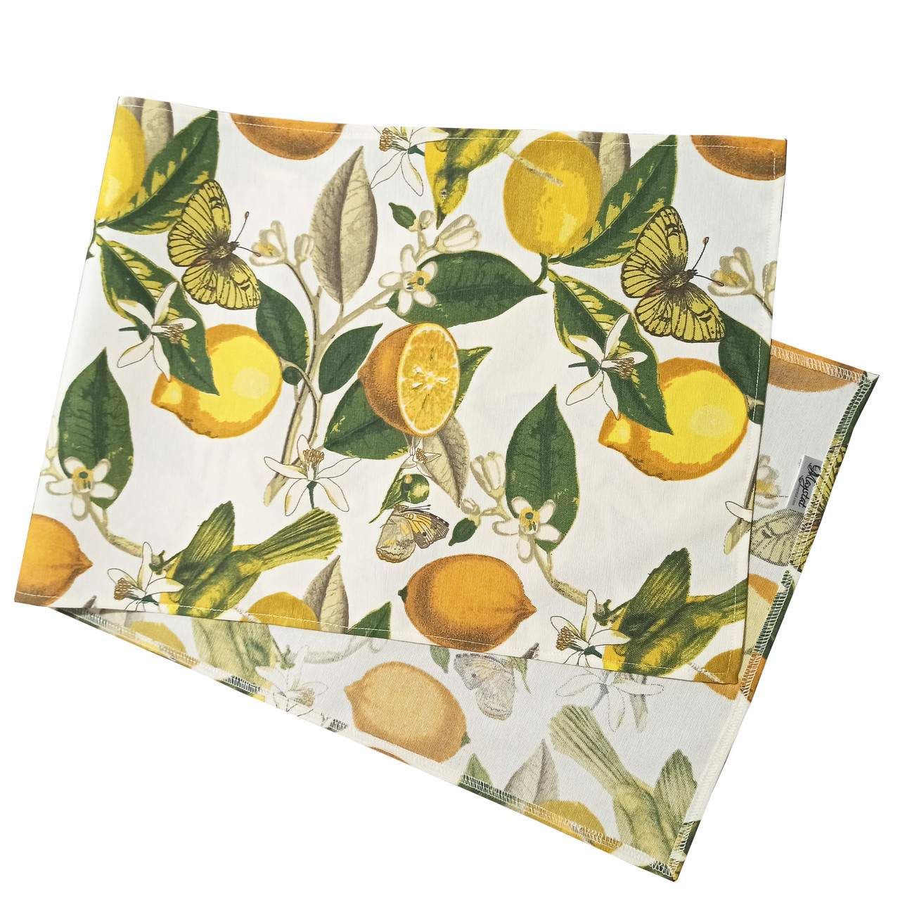 Дорожка на стол Maystat Лимоны и Бабочки с водоотталкивающим покрытием ...