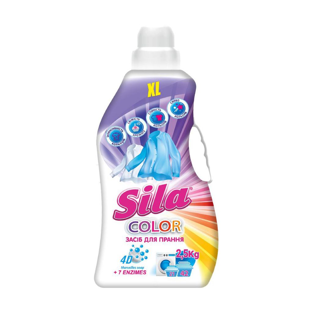 Рідкий засіб для прання кольорових речей Sila Color, 42 цикли прання, 2 ...