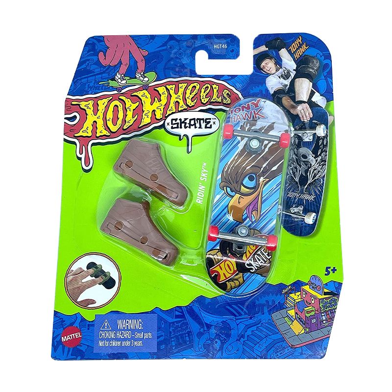 Ігровий набір Hot Wheels Скейт та взуття для пальчиків, Ridin' Sky, коричневий, від 5 років ...