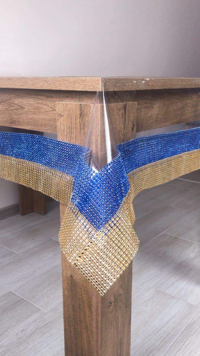 Силиконовая скатерть с Cине-желтой стразовой лентой 360х140 см (981510 ...