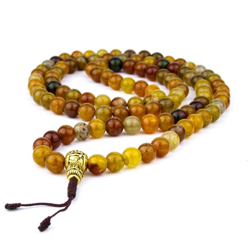 Чотки із натурального каменю Swayambhu ST Золотий кварц 108 намистин 8. ...