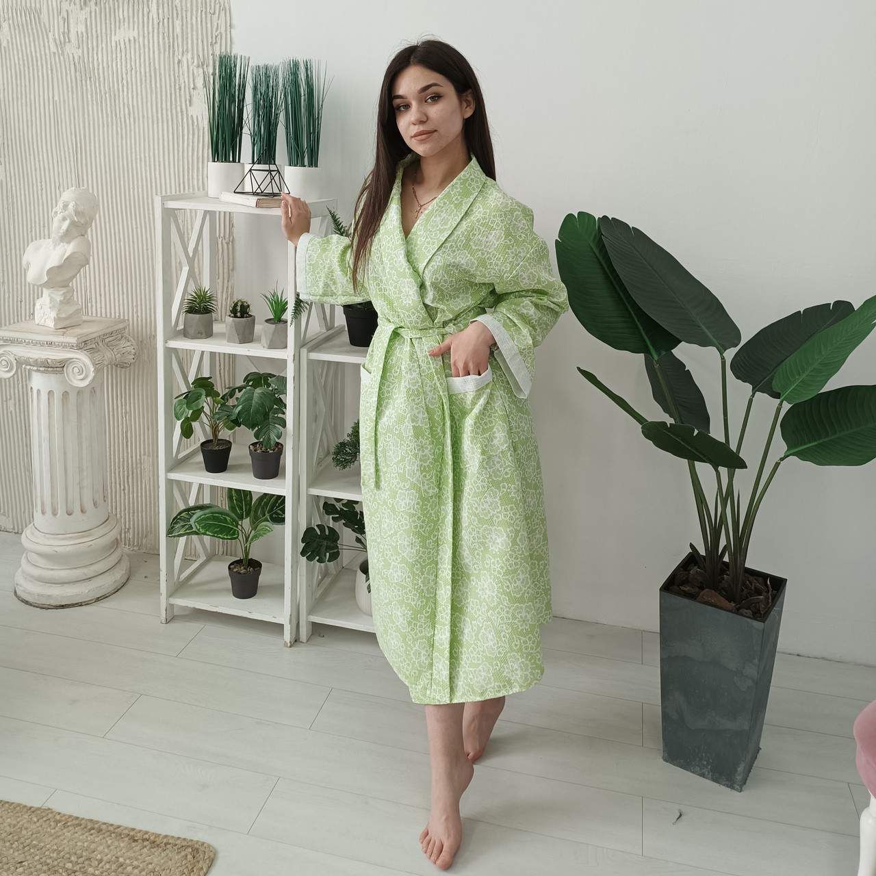 Вафельний халат Luxyart Кімоно розмір (54-56) XL 100% бавовна (LUX-114) (988977) — купить на EVA ...