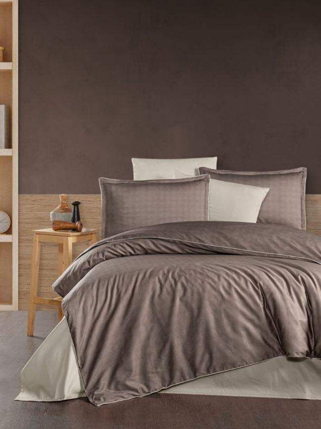 Двоспальний Євро комплект La Romano Ruth Wooden Сатин Преміум (992068 ...