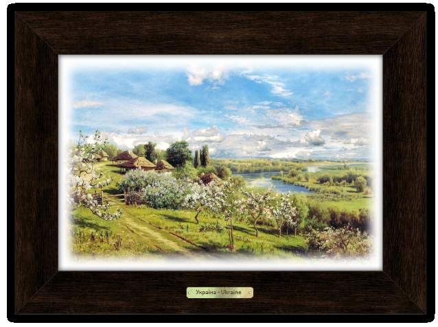 Класична деревяна картина Хутір з яблуневим цвітом уккл03к10х15 Тур Колекшн 999193 — купити