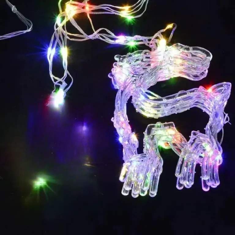 Гірлянда-штора USB, 3м, з пультом, зірки та олені, Різнокольоровий ...