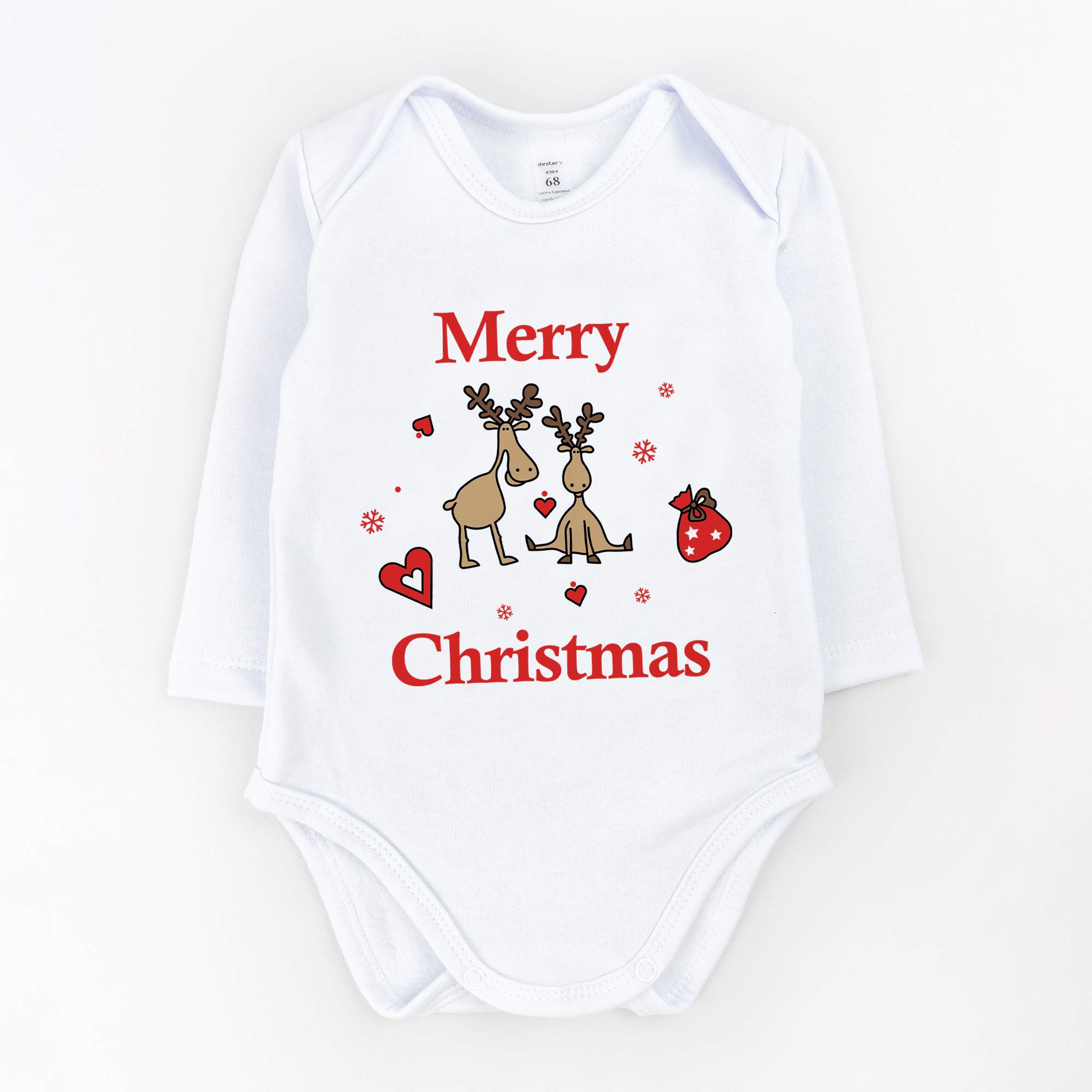 Боди-лодочка для младенцев с длинным рукавом christmas reindeer ...