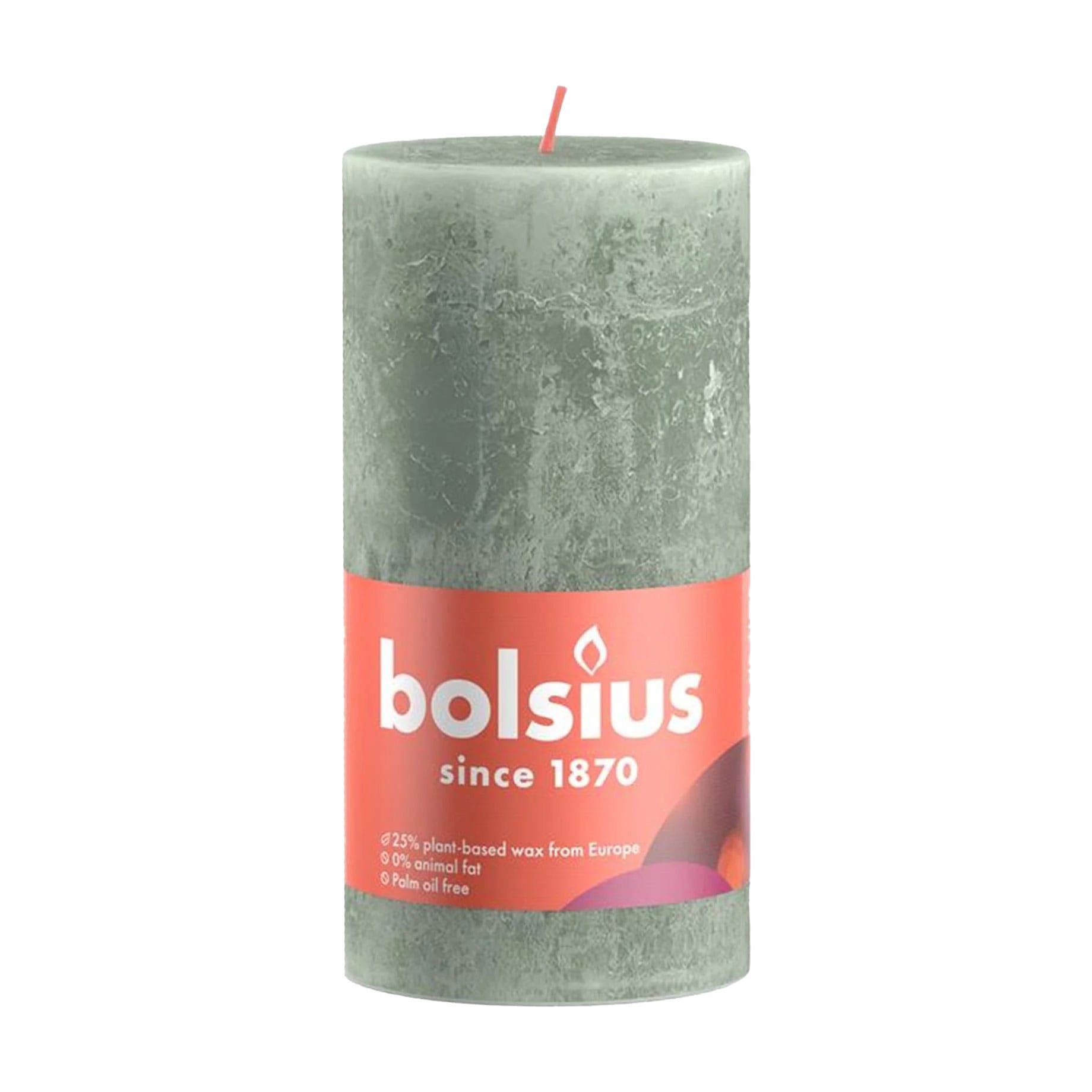 Цилиндрическая свеча Bolsius Rustic Shine Нефритово-зеленый, 130*68 мм ...