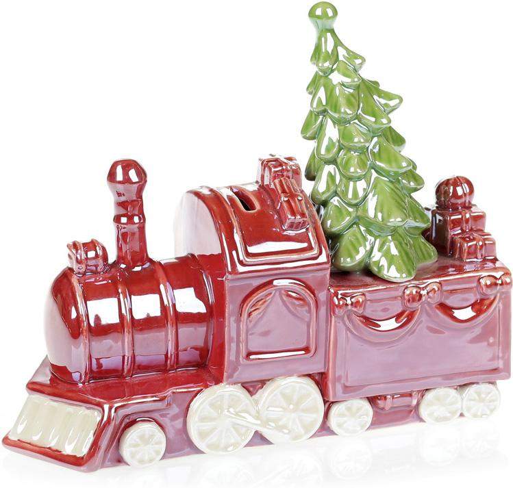 Копилка Паровоз керамическая 20х17 см красный перламутр для детей и ...