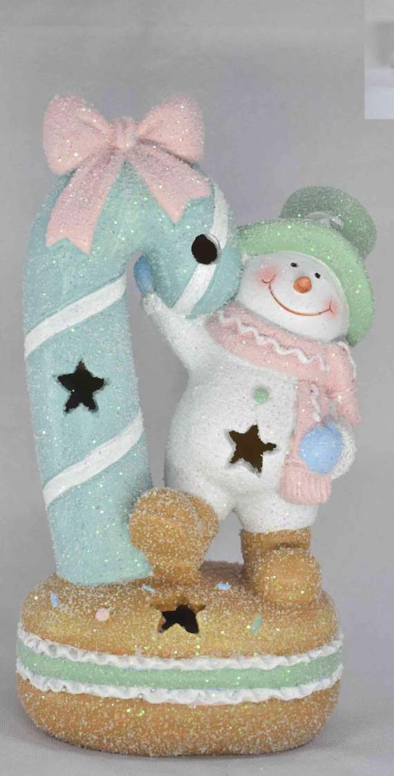 Новогодняя фигурка снеговика с подсветкой фарфоровая светильник для ...