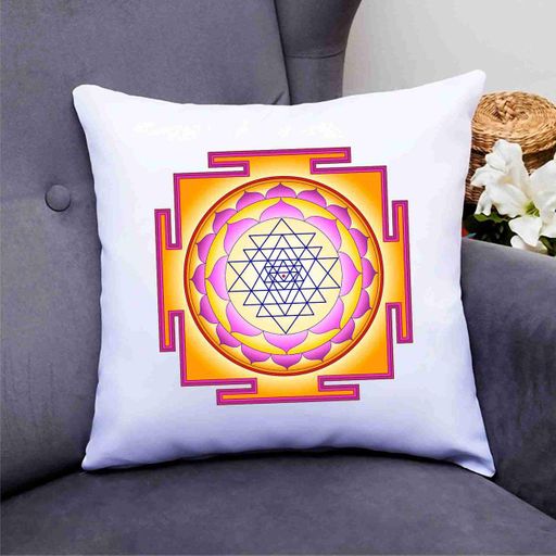 Подушка декоративна з принтом Янтра Yantra Янтра Богині Лакшмі Янтра Лакшмі Push It Білий