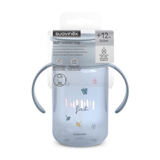 Пляшка-непроливайка Suavinex Bear Family блакитна, від 1 року, 340 мл ...