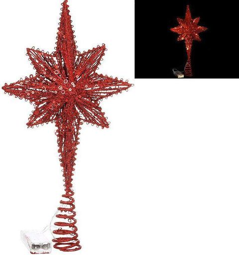 Верхівка для ялинки Зірочка 40x20 см з LED-підсвіткою червона BonaDi (1015715) — купити на EVA ...