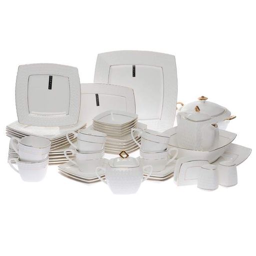 Тарілка фарфорова біла обідня 25 см квадратна Снігова королева Interos ...