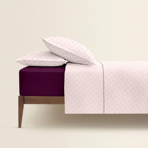 Двоспальна постіль з простирадлом на гумці MINI DOTS CS21 COSAS рожевий 180х220 см (1059071 ...