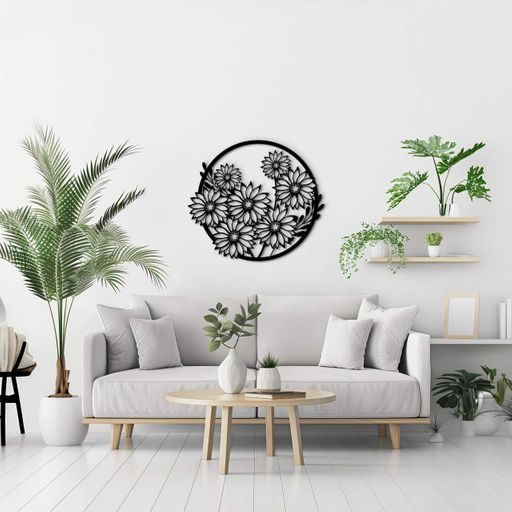 Декоративне панно з дерева Woodyard настінний декор для дому Красиві Квіти стильний лофт 30x35