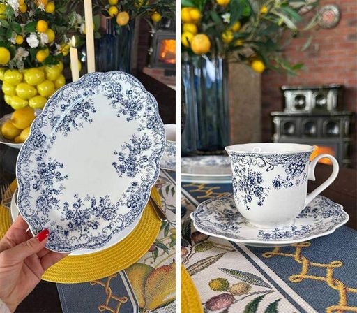 Тарілки фарфорові Англійська Троянда Ø28см набір 4 обідні тарілки Bona 1174133 — купити на Eva