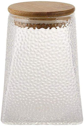 Банка скляна Enburgh 750мл із дерев'яною кришкою для зберігання продуктів конус BonaDi (1174564 ...