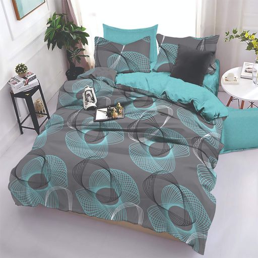 Постільна білизна темно-сіра з бірюзовим Абстракція Бязь Голд Ananasko ...