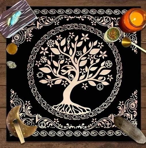 Скатерть для гадания на Таро, рунах Дерево жизни Инь-янь 75см на 75 см ...