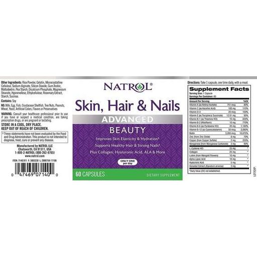 Комплекс для шкіри, волосся, нігтів Natrol Skin Hair & Nails Advanced ...