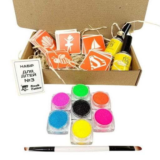 Набор для био-тату Для детей #3 - неон set-kids-3-neon Fresh Tattoo ...
