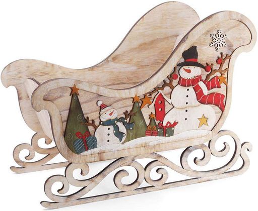 Декоративные сани снеговики деревянные для новогоднего декора 63.5х32 ...
