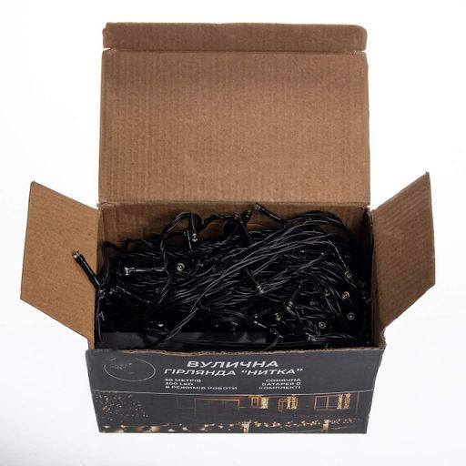 Новогодняя гирлянда уличная 30 м 300 LED с солнечной батареей черный ...