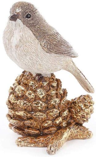 Декоративная статуэтка Птичка на шишке 14см Полистоун для интерьера ...